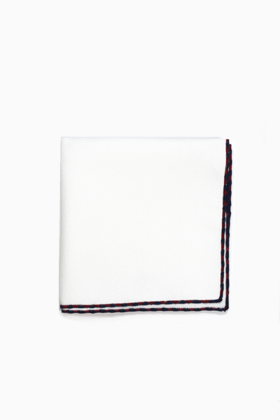 White Linen with Contrasting Edge Pocket Square