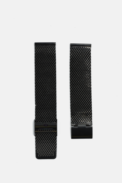 18mm // 20mm Black Steel Mesh Traditional 2pcs Strap