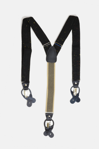 Speckled Black Wool Suspender